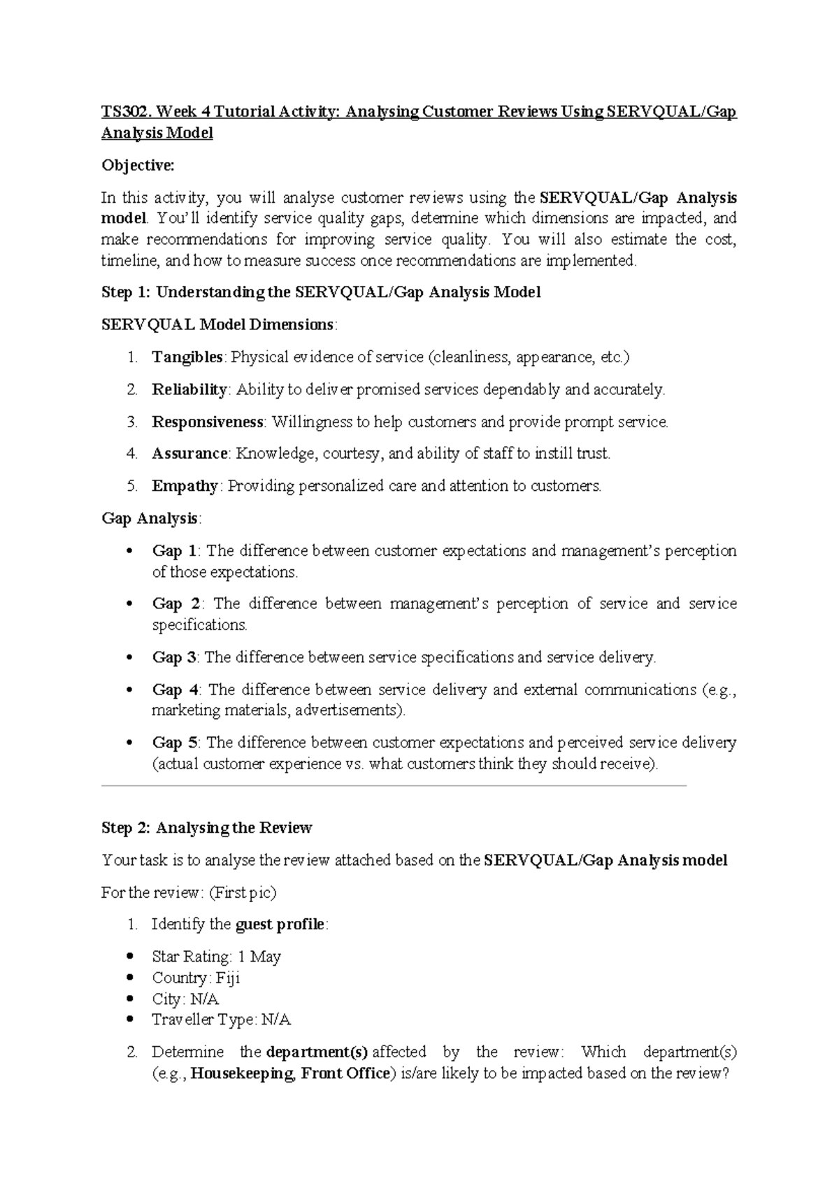 TS302. Week 4 Tutorial: Analyzing Customer Reviews with SERVQUAL Model ...