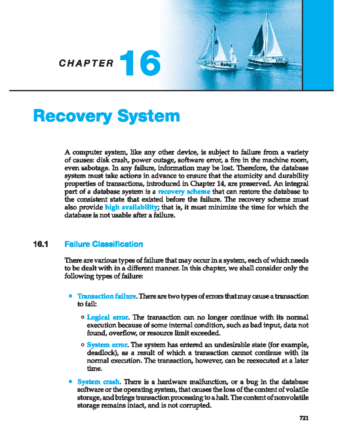 CHAPTER 16 Recovery System: Understanding Failure and Recovery ...