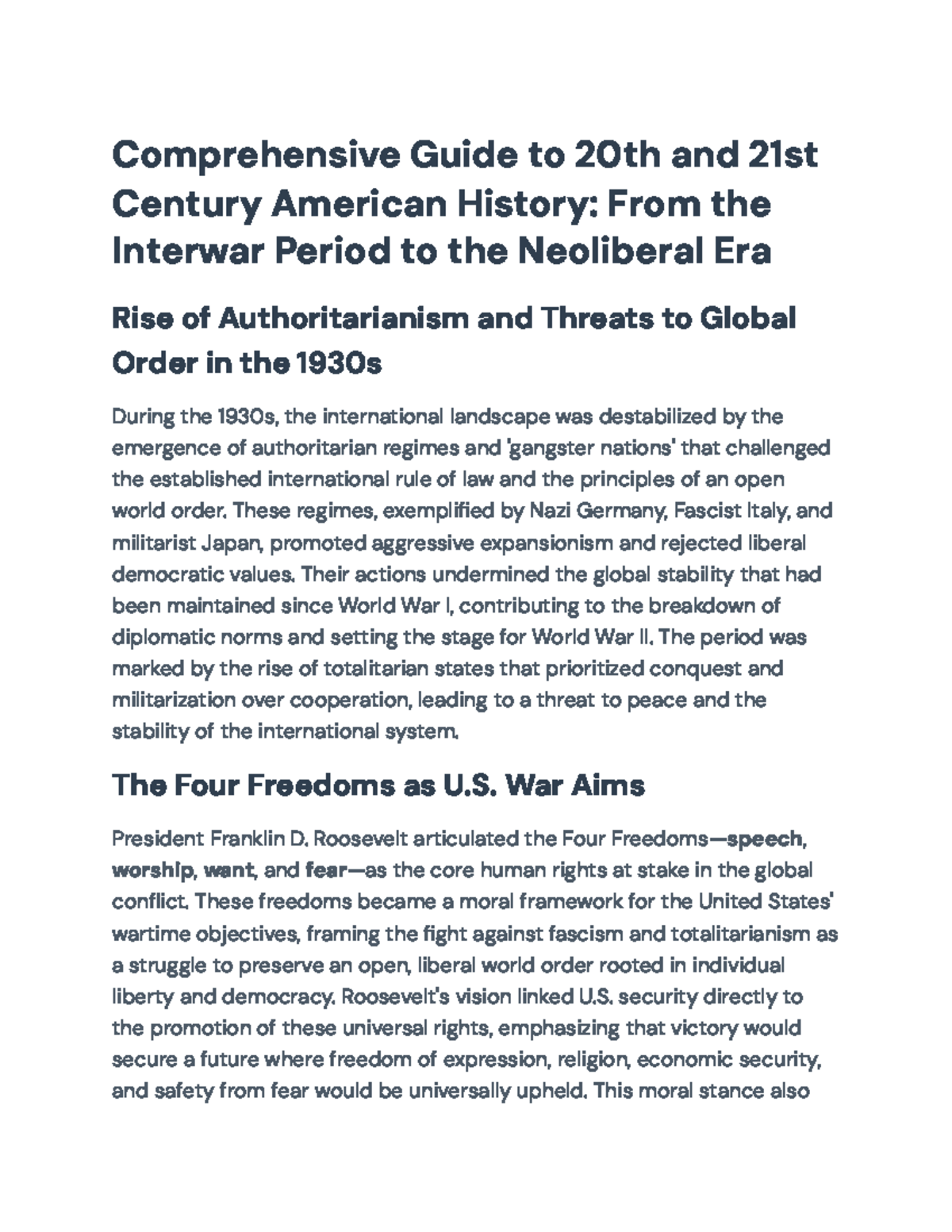 Comprehensive Analysis of 20th-21st Century American History: Key ...