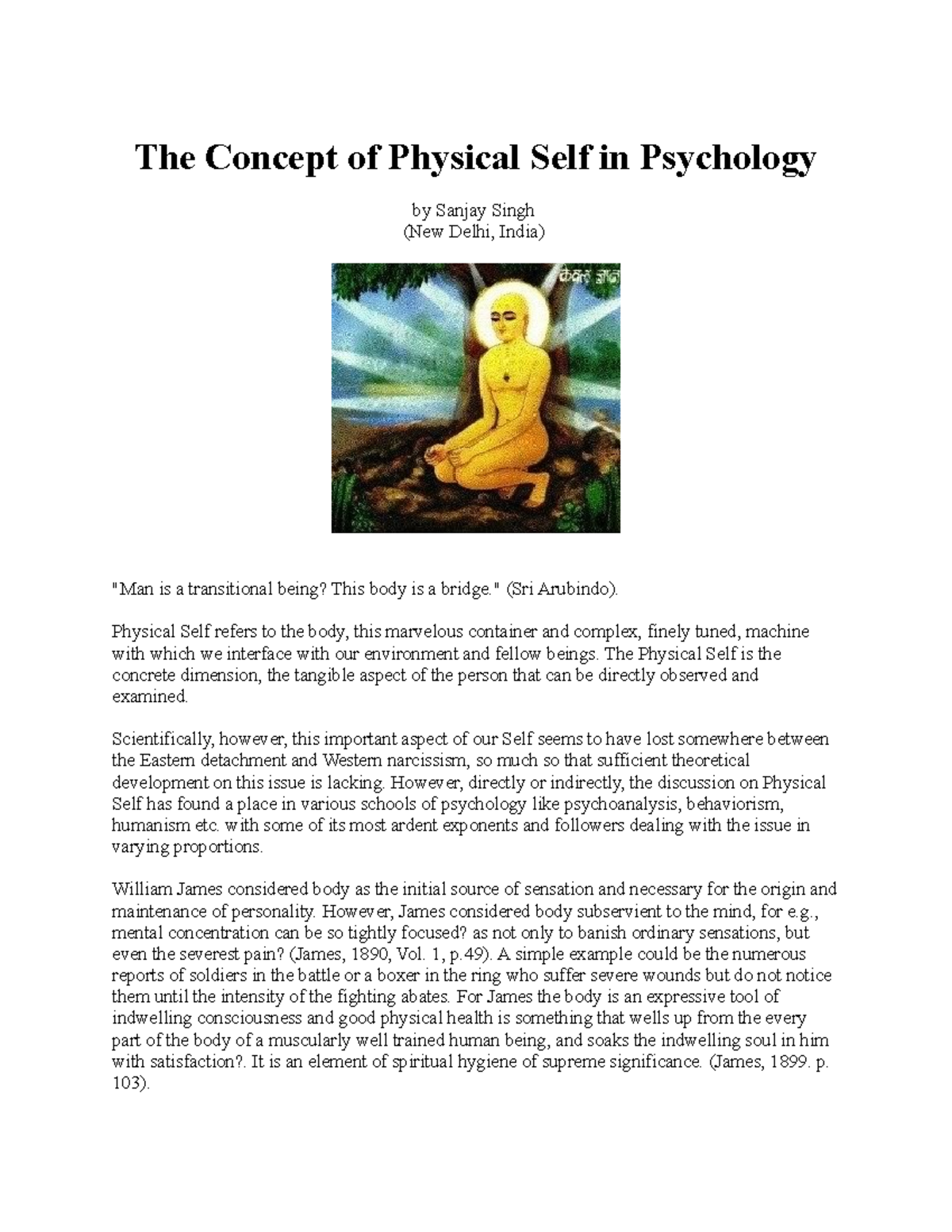 The Concept of Physical Self: An Exploration in Psychology (PSY101 ...