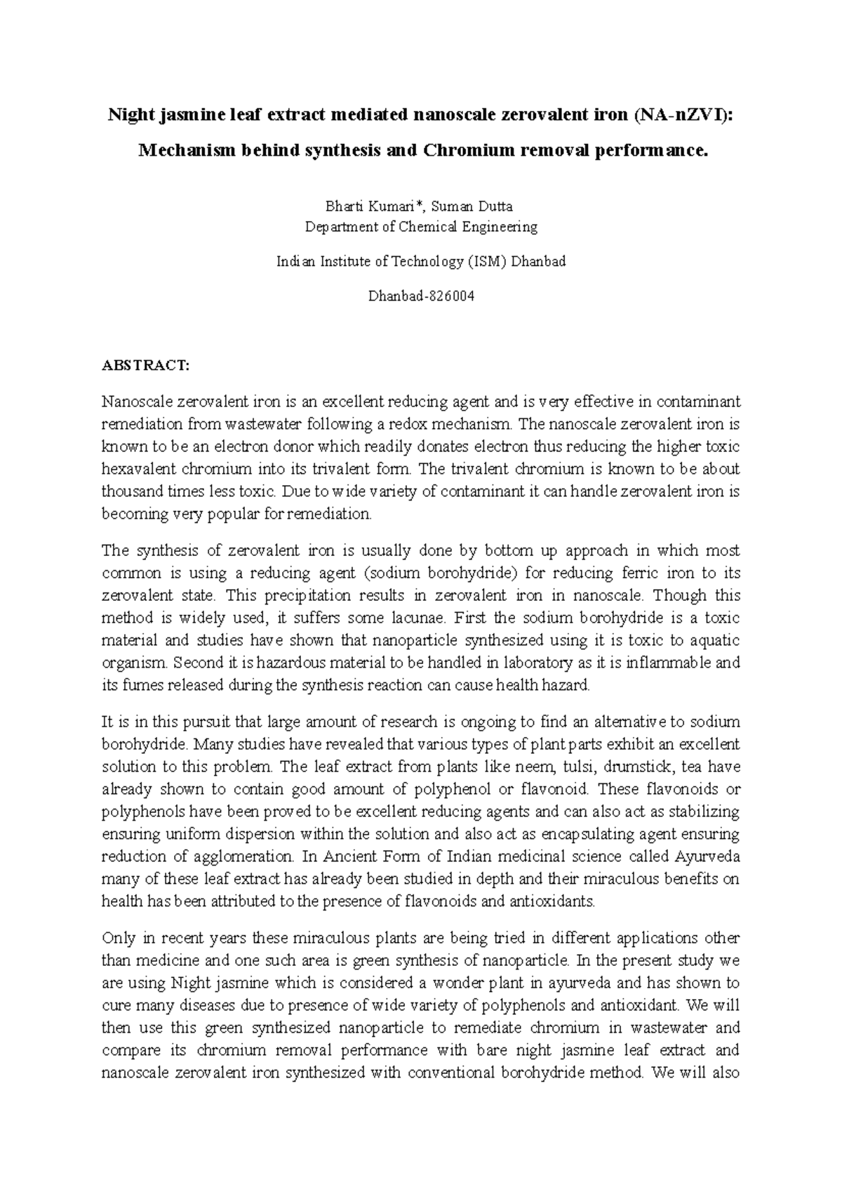 Revised ICN Abstract - List - Night jasmine leaf extract mediated ...