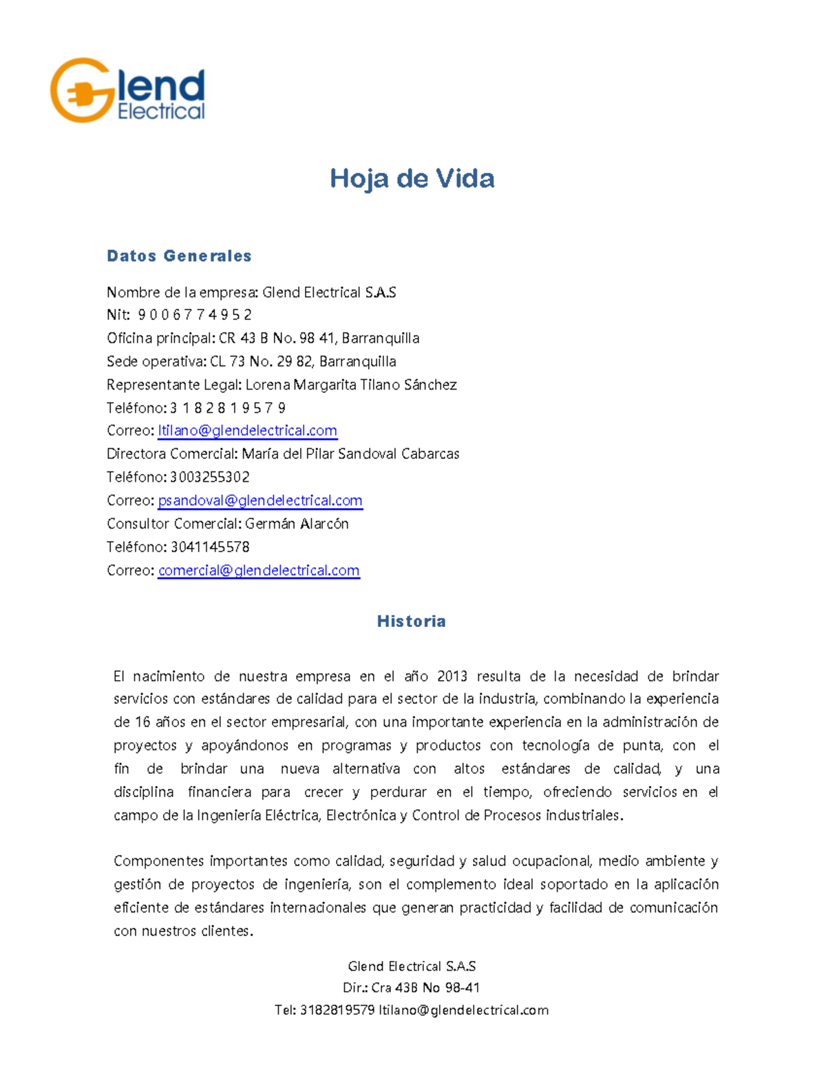 HV Glend Electrical SAS V - Glend Electrical S.A Dir.: Cra 43B No 98 ...