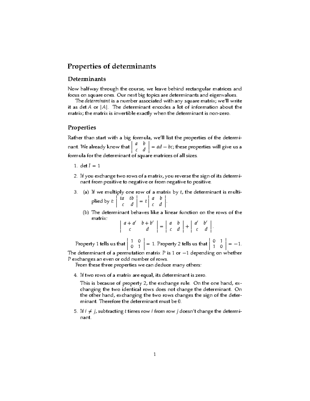 Matrix Determinant Properties - - Studocu