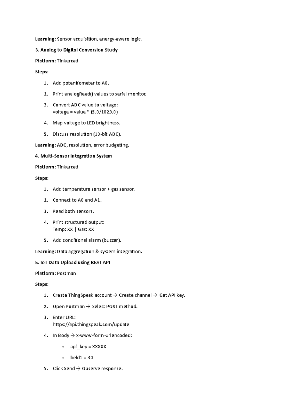 FT-II Experiments 2-2: IoT Practical - Sensor Integration & ADC - Studocu