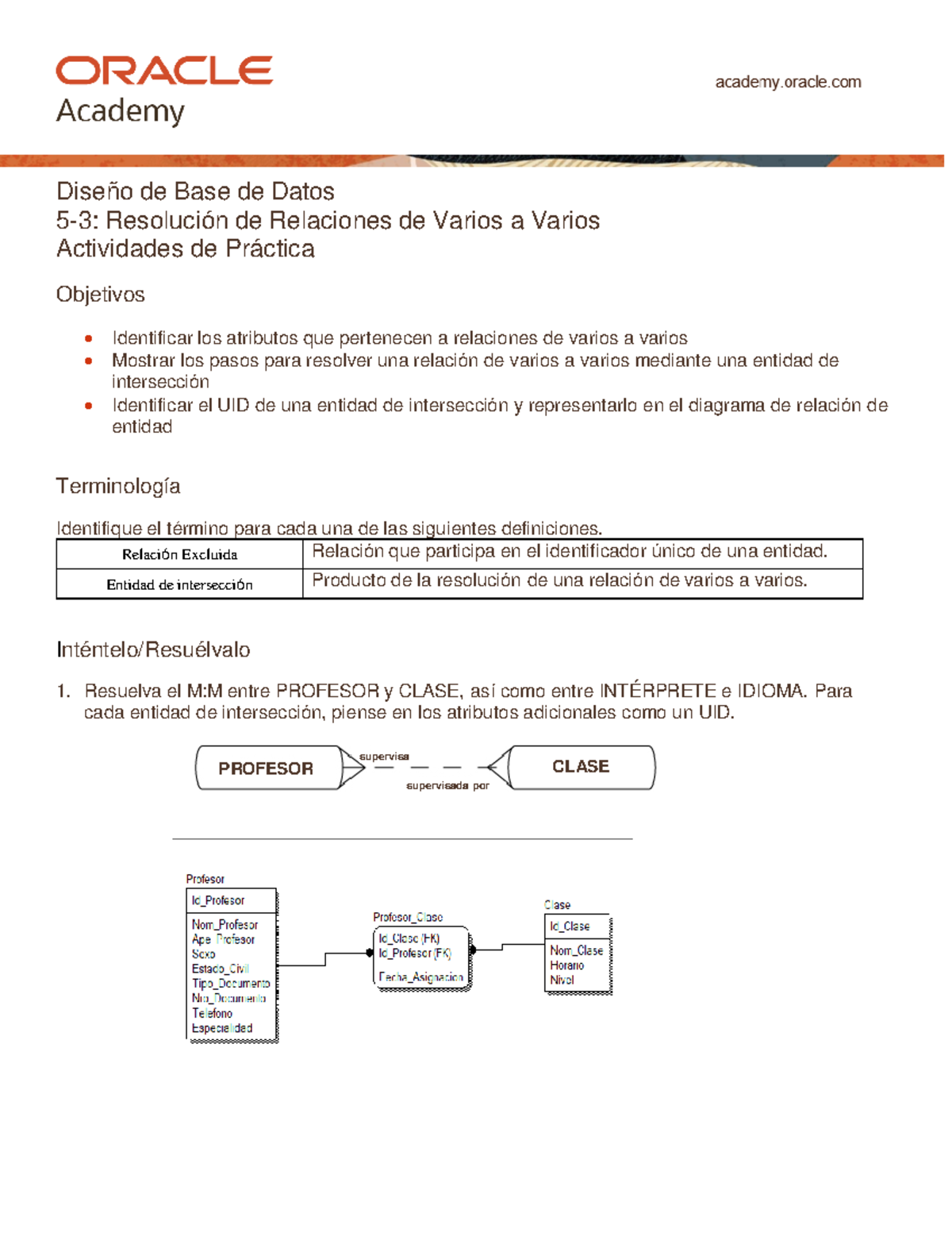DD 5 3 Practice esp - Para tus tareas de SQL en Oracle - Diseño de Base ...