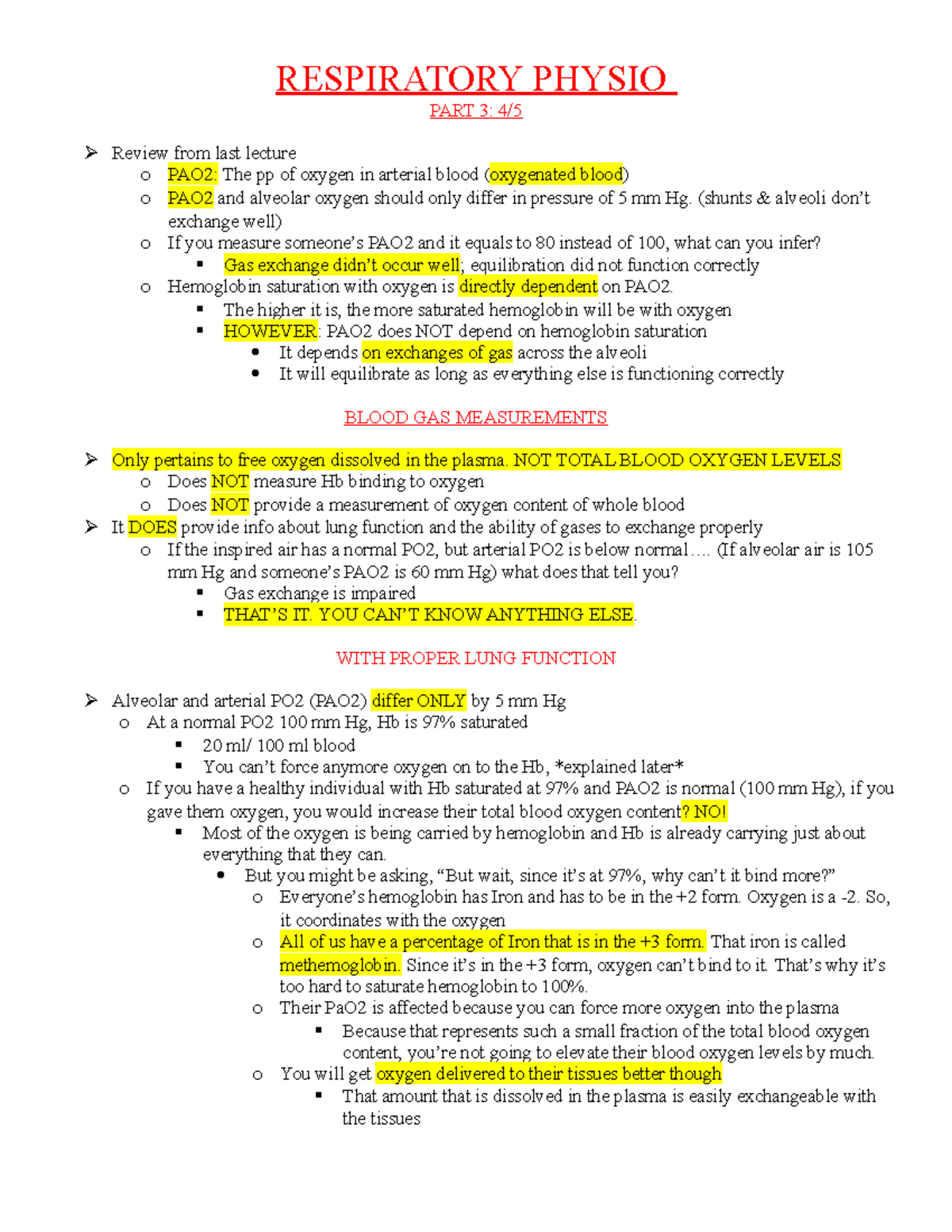 Respiratory Physio part 4 - RESPIRATORY PHYSIO PART 3: 4/ Review from ...