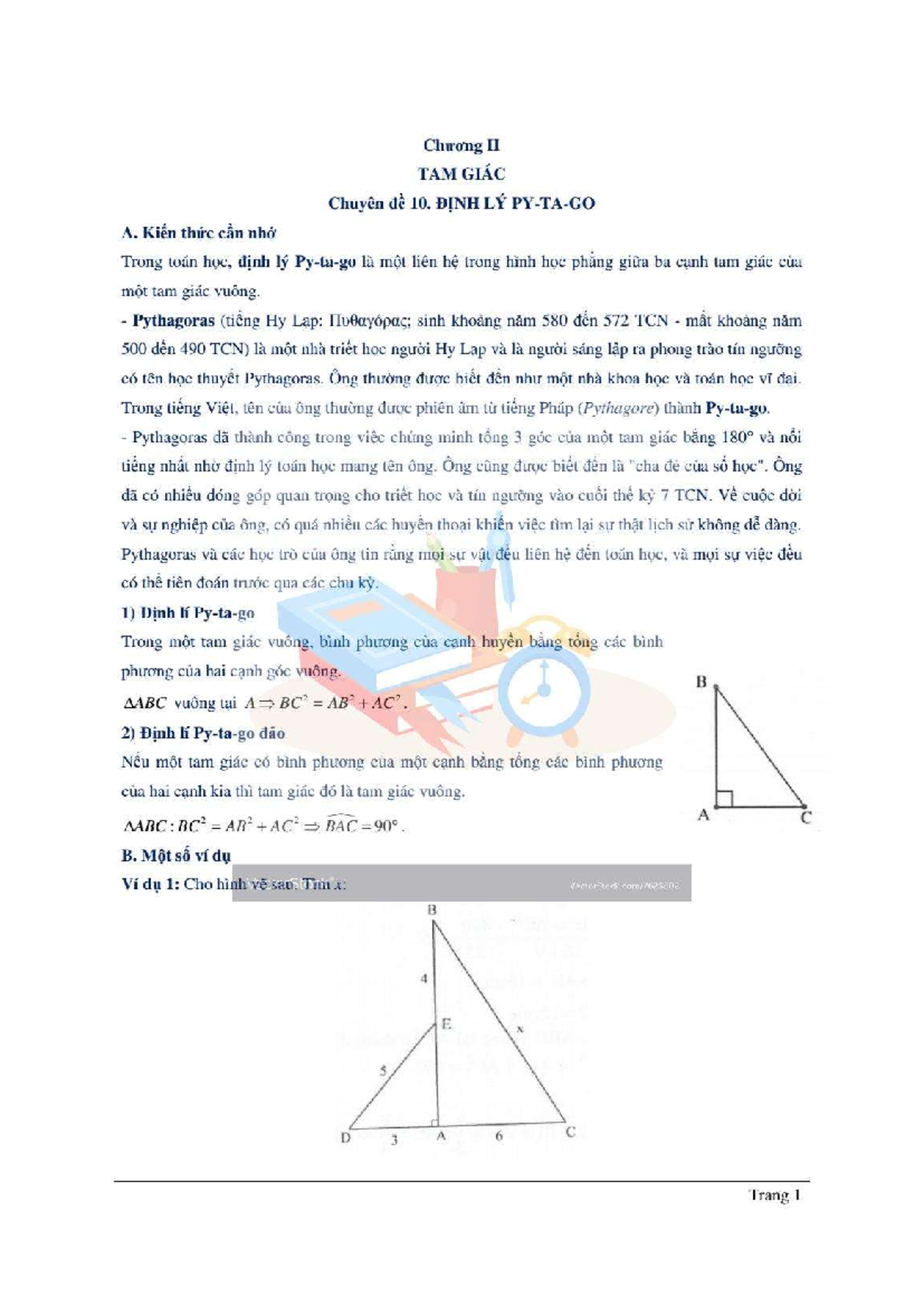Pythagorean Theorem - Toán Lớp 12: Chuyên Đề 10 - Studocu