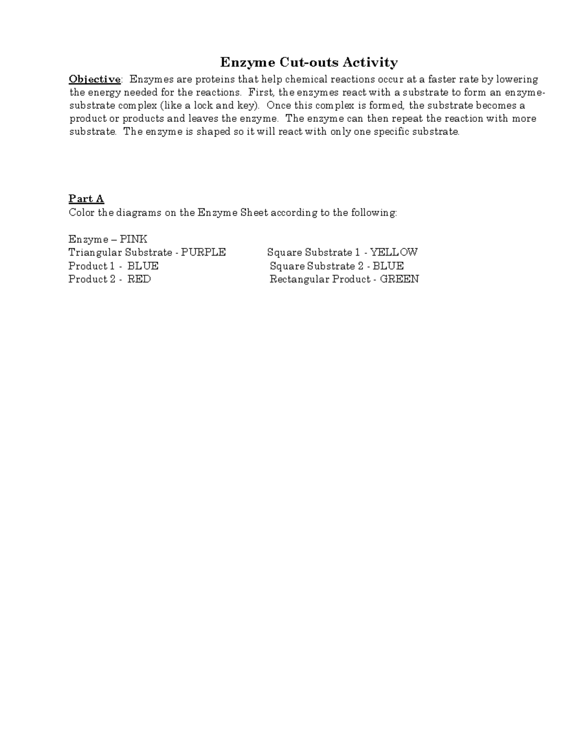 BIO101 Enzyme Cut-Outs Lab Activity Instructions and Guide - Studocu