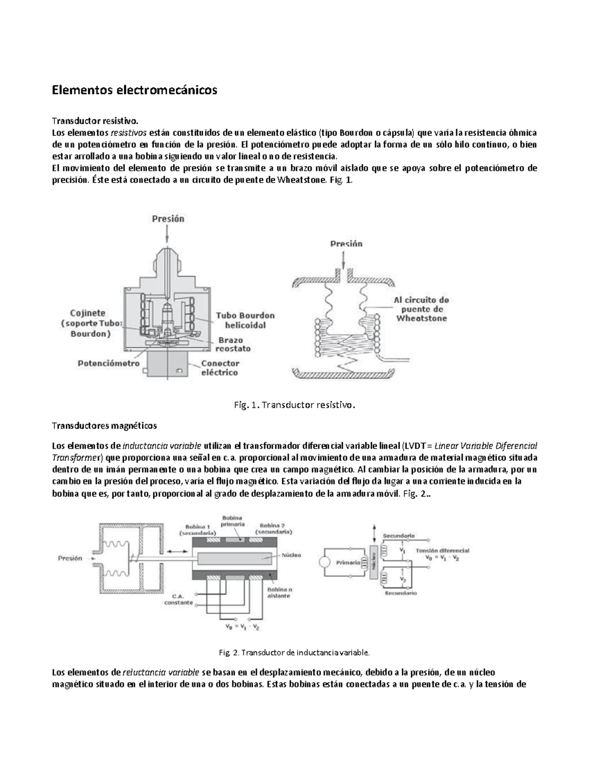 Elementos electromecánicos - Elementos electromecánicos Transductor ...