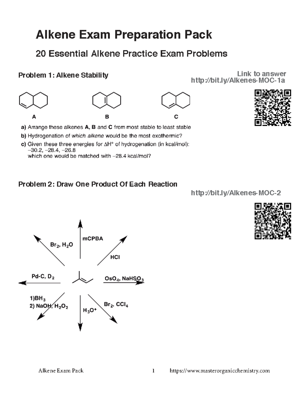 Alkene Exam Prep: 20 Essential Practice Problems & Solutions - Studocu