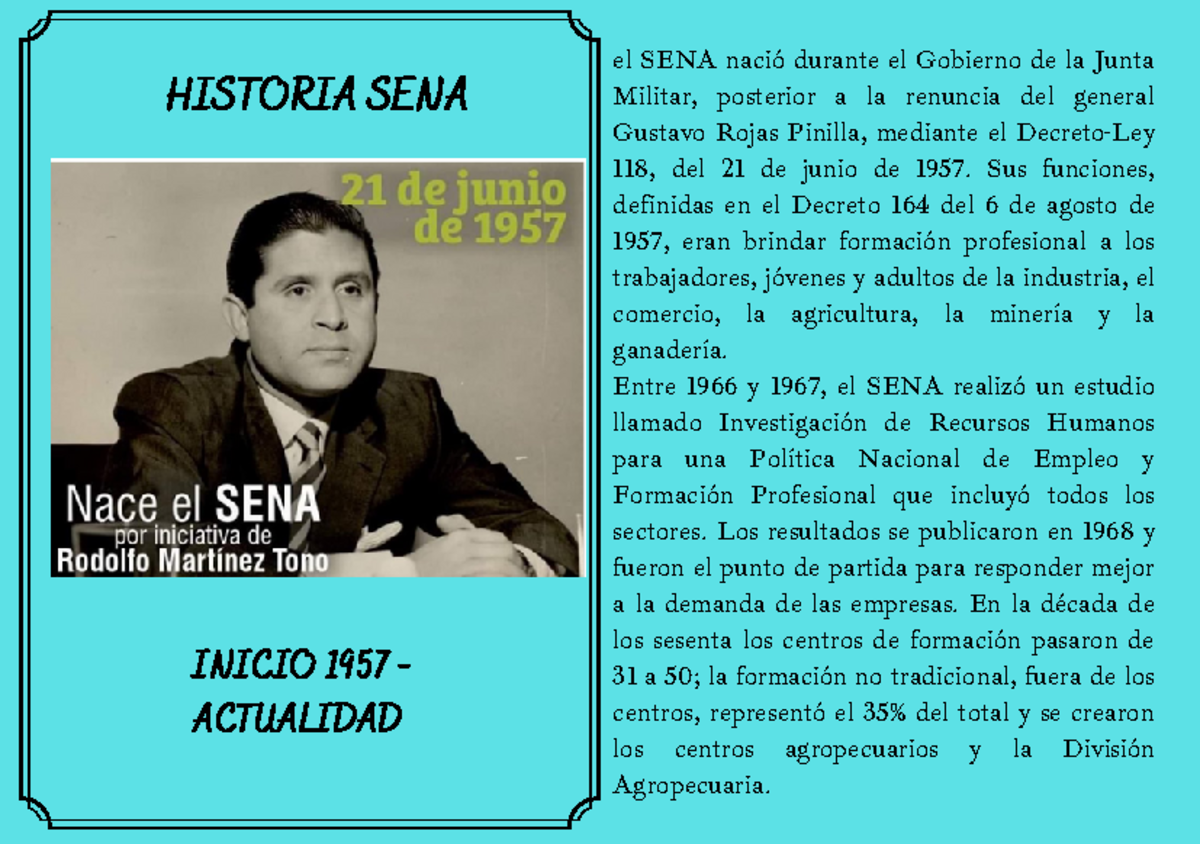 Plegable Historia Sena Historia Sena Inicio 1957 Actualidad El Sena