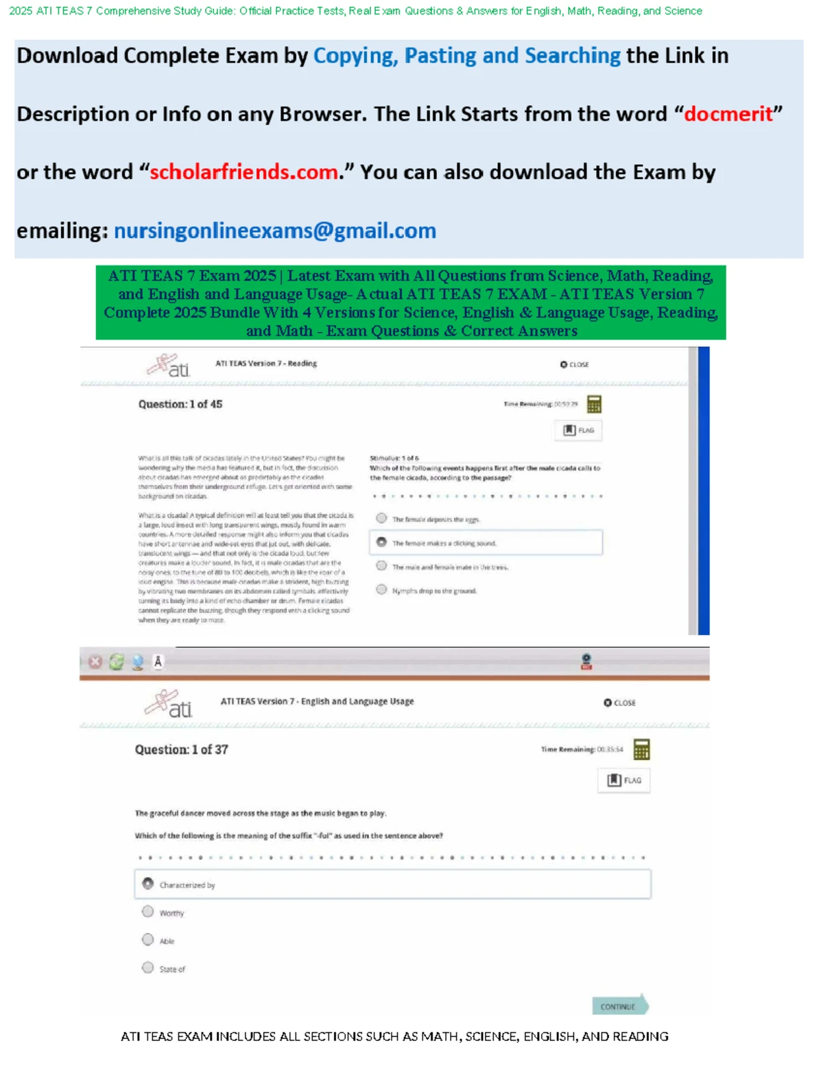 Crushed ATI TEAS 7 Exhaustive Exam 2025 - Realistic Practice Guide - Studocu