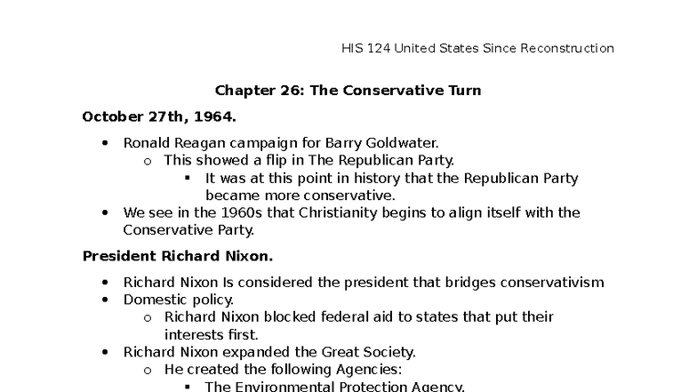 HIS 124 United States Since Reconstruction: Chapter 26 - The ...