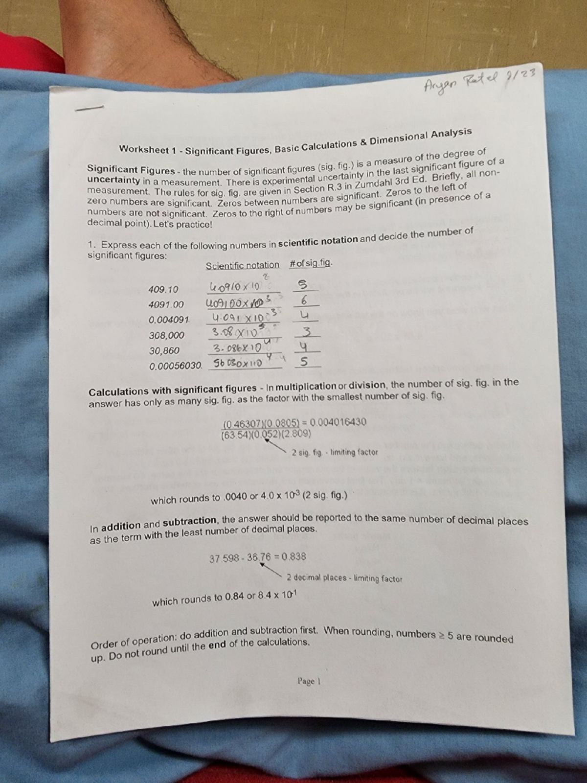 Significant Figures, Basic Calculations and Dimensional Analysis - fig ...