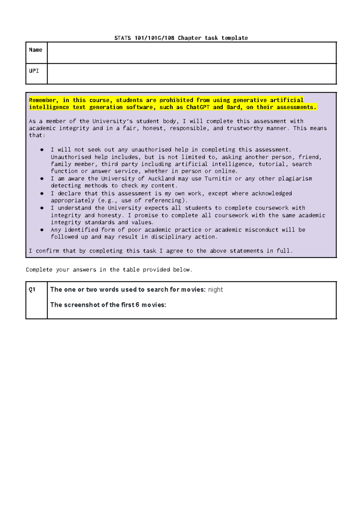 STATS Chapter Task Template: Datafication Insights and Analysis - Studocu