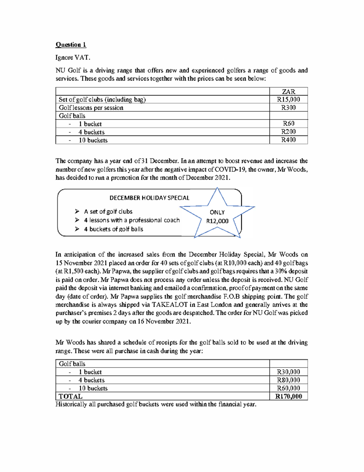 ACCT 102 Past Paper Question Revenue IFRS15 - Question 1 Ignore VAT. NU ...