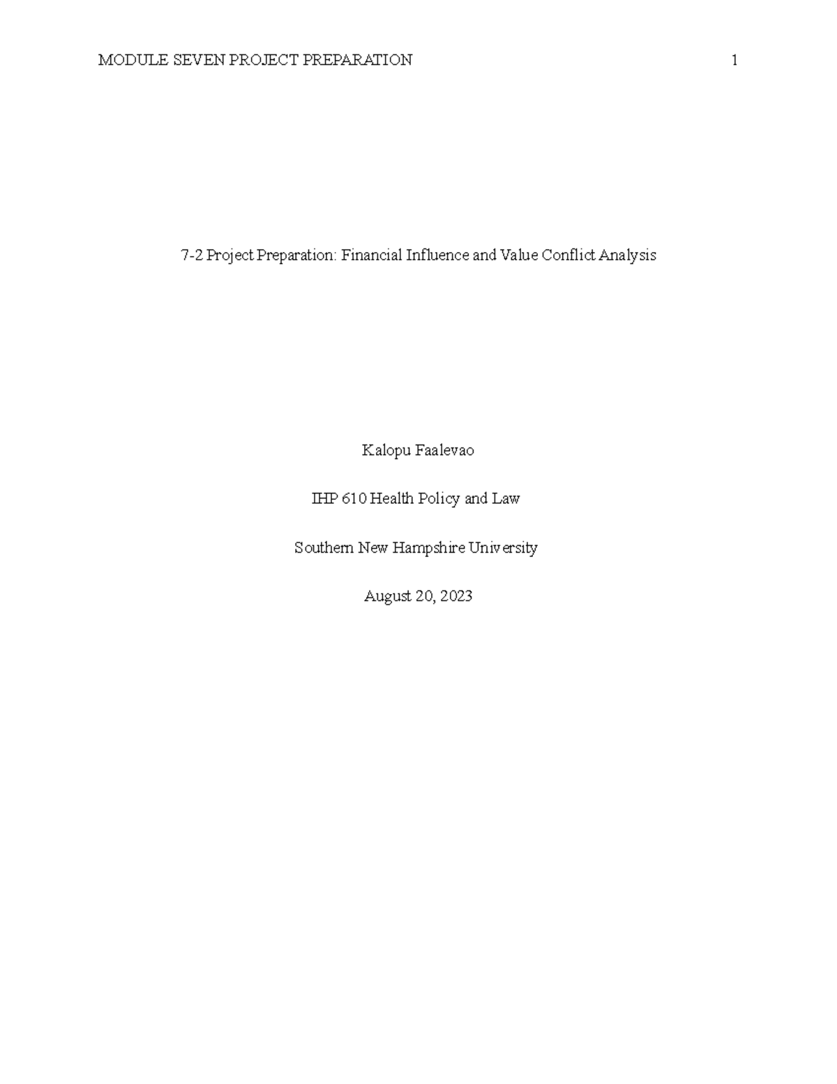 IHP 610 Module 7 Project: Financial Stakeholder Analysis in Vaccination - Studocu