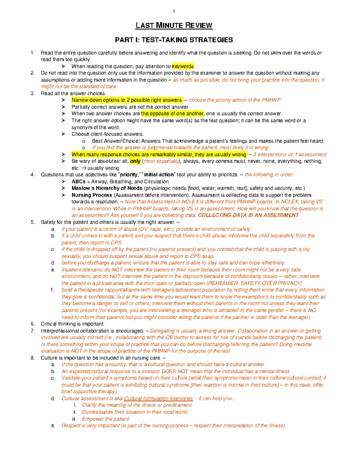Study Guide - LMR 1: Last Minute Review Strategies for PMHNP Exam - Studocu