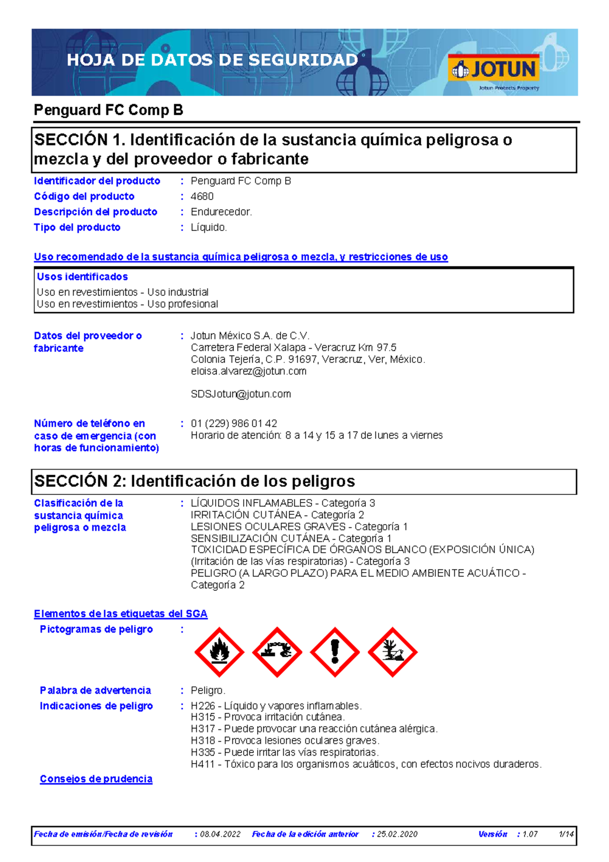 HDS Penguard FC MCI - Penguard FC Comp B Líquido. 01 (229) 986 01 42 ...