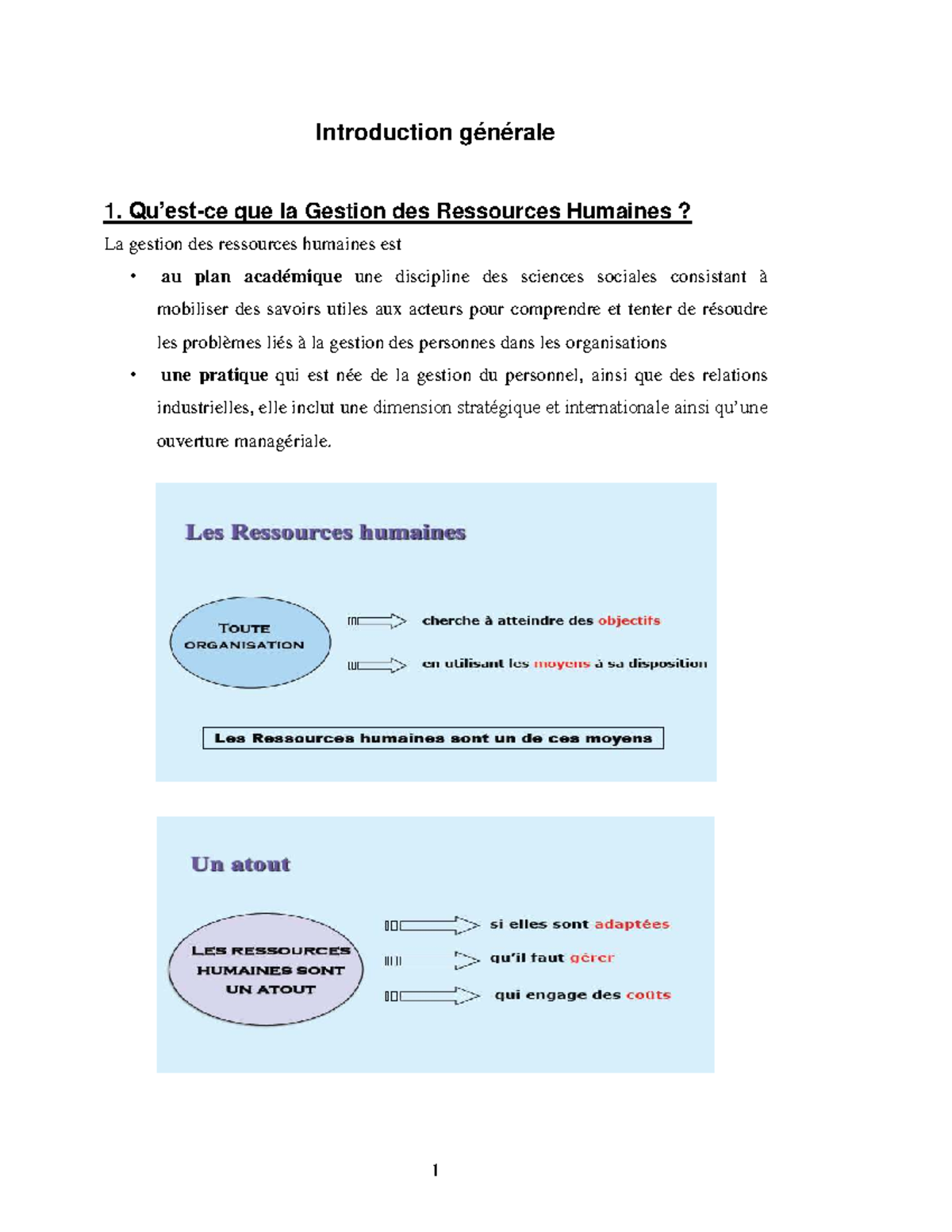 Introduction à la Gestion des Ressources Humaines (GRH) - Cours 1 - Studocu