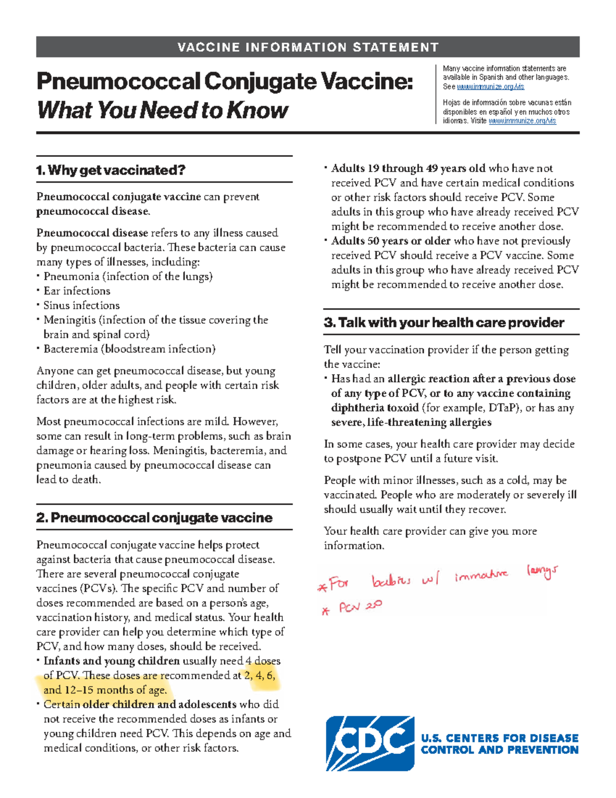PCV - Pneumococcal Conjugate Vaccine: Essential Info & Guidelines - Studocu