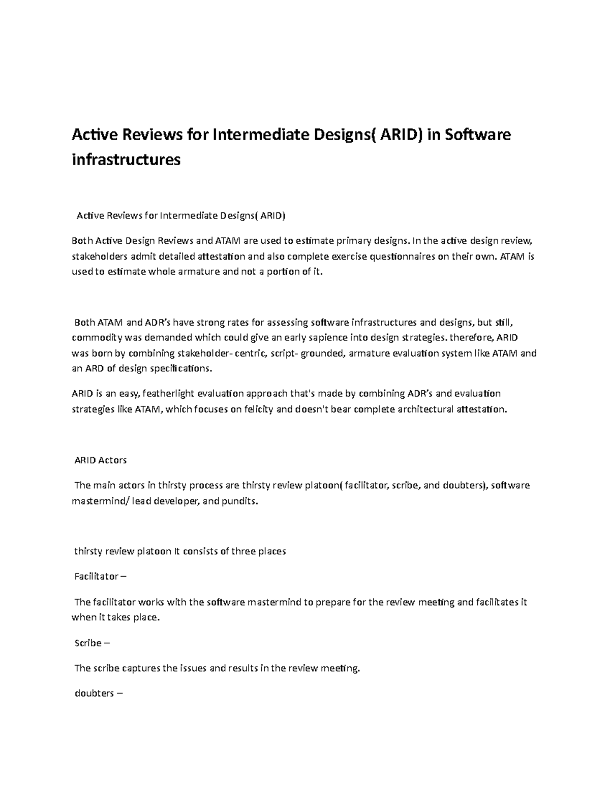 Active Reviews for Intermediate Designs( ARID) in Software ...