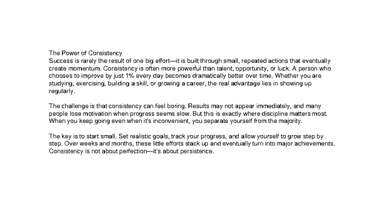 Article 1 - The Power of Consistency in Achieving Success - Studocu