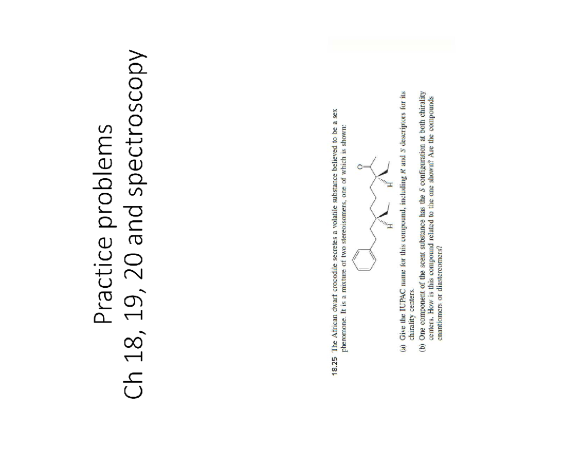 Chapter 18 Practice Questions - Spring 2025 Organic Chemistry II (CHEM-332) - Practice problems ...