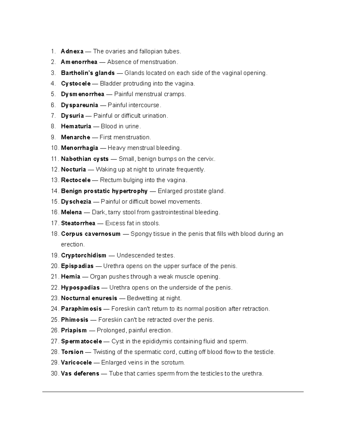 Key Terms Definitions for Health Sciences - Med Term Study Guide - Studocu