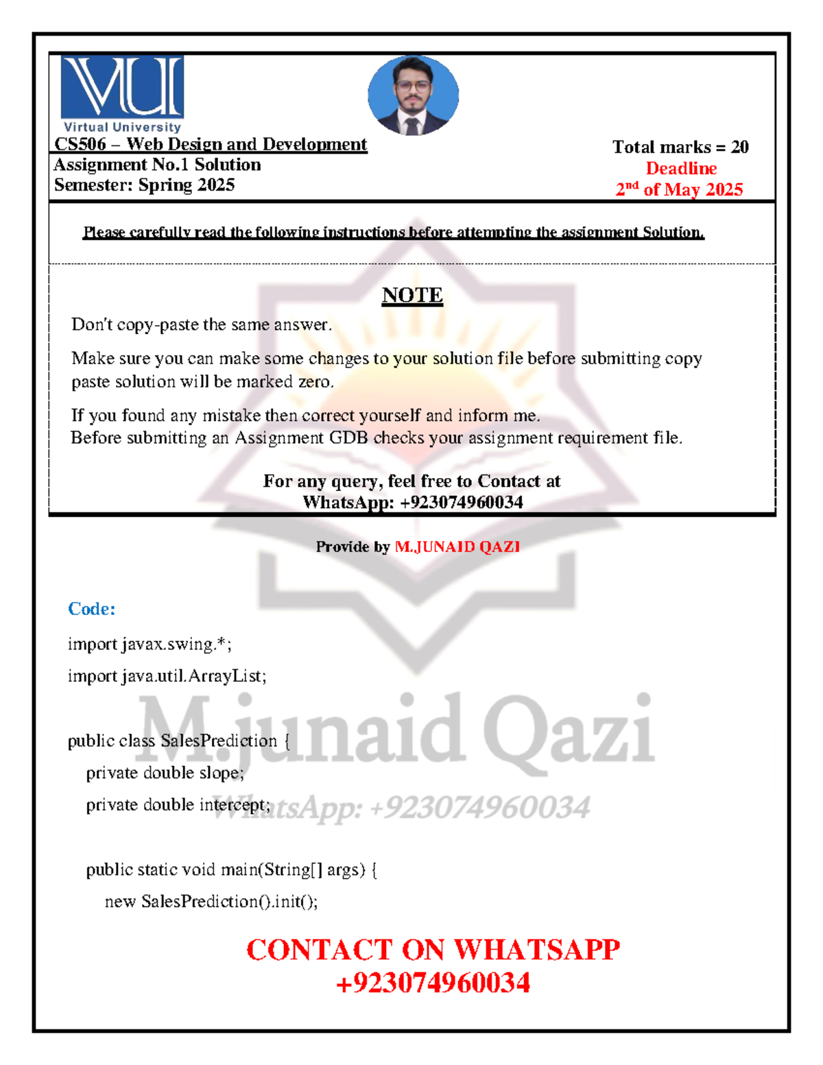 CS506 Web Design & Dev Assignment 1 Solution - Spring 2025 - Studocu