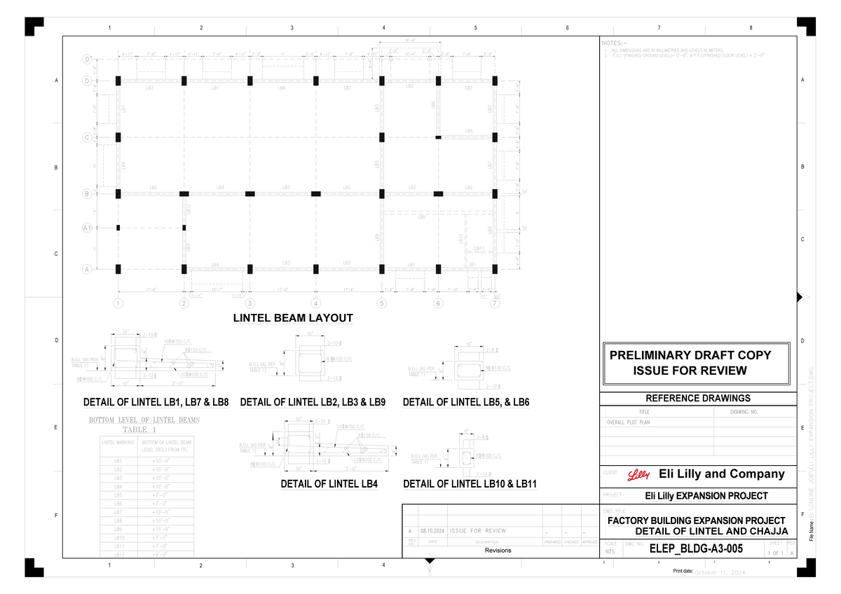 Eli Lilly Expansion Project- Lintel - Estructuras I - 1 2 3 4 5 6 7 8 A ...