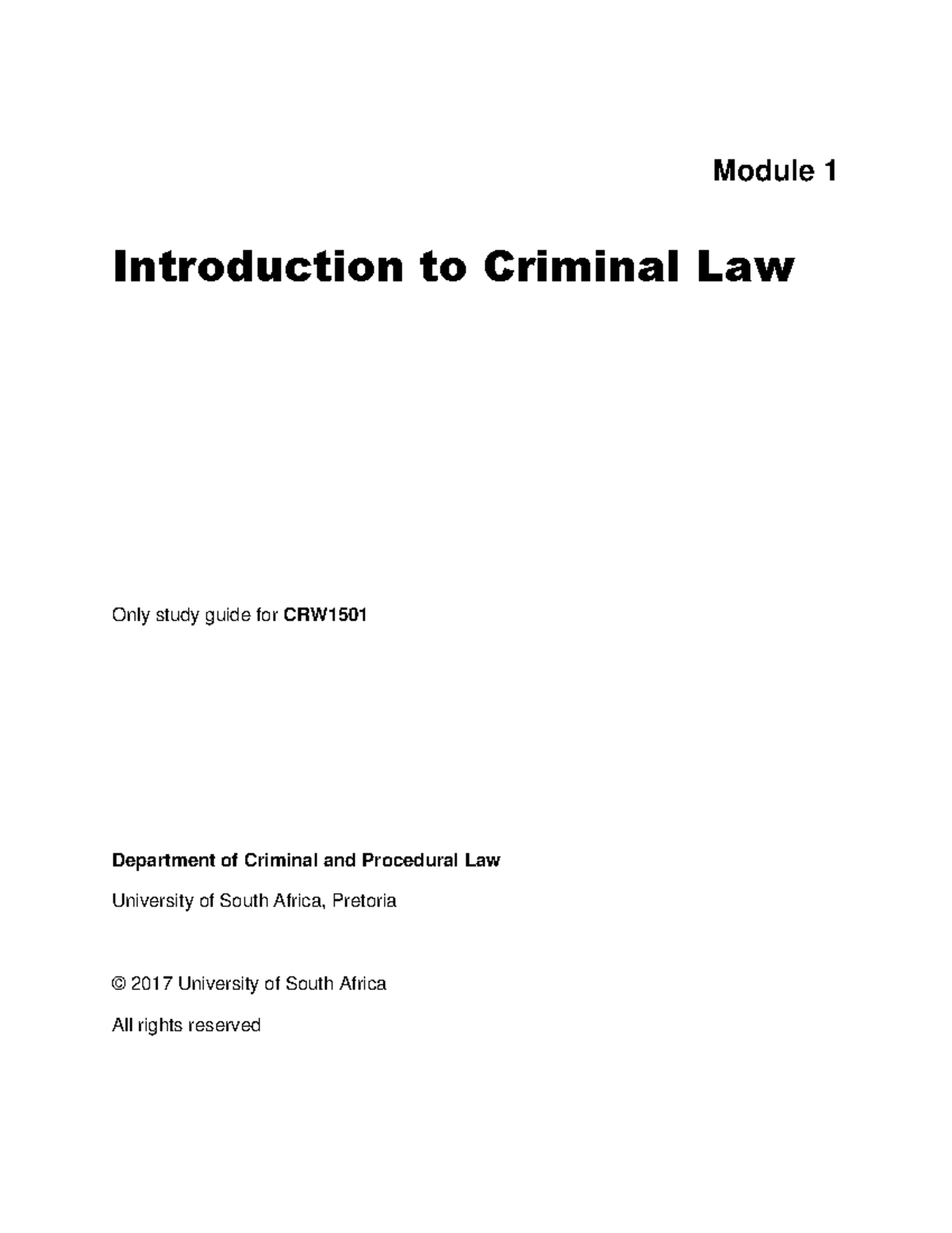 CRW1501 Study Guide: Introduction to Criminal Law Concepts and Methods ...