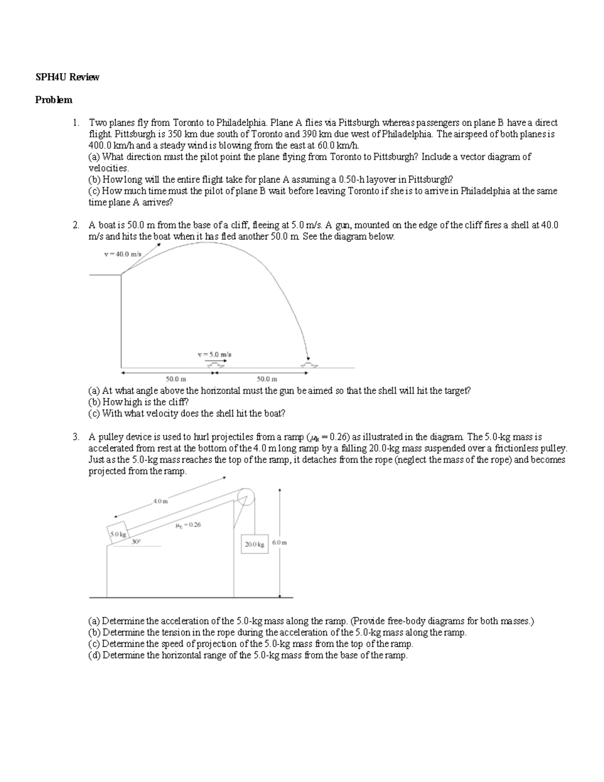 SPH4U Final Exam Review: Physics Problems and Solutions - Studocu
