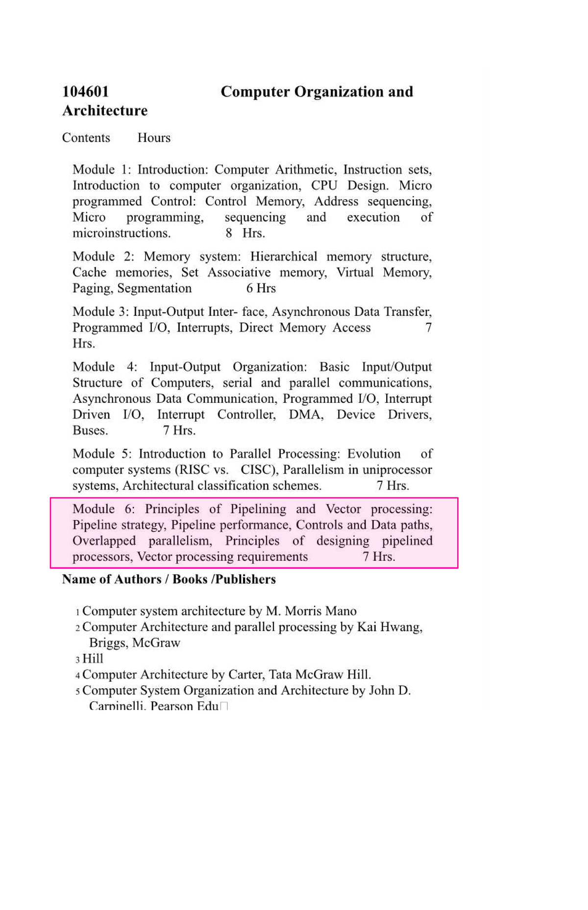 104601 Computer Organization and Architecture: Comprehensive Overview ...