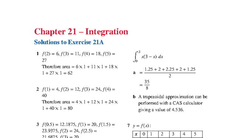 Chapter 21 Integration Solutions and Exercises - Studocu