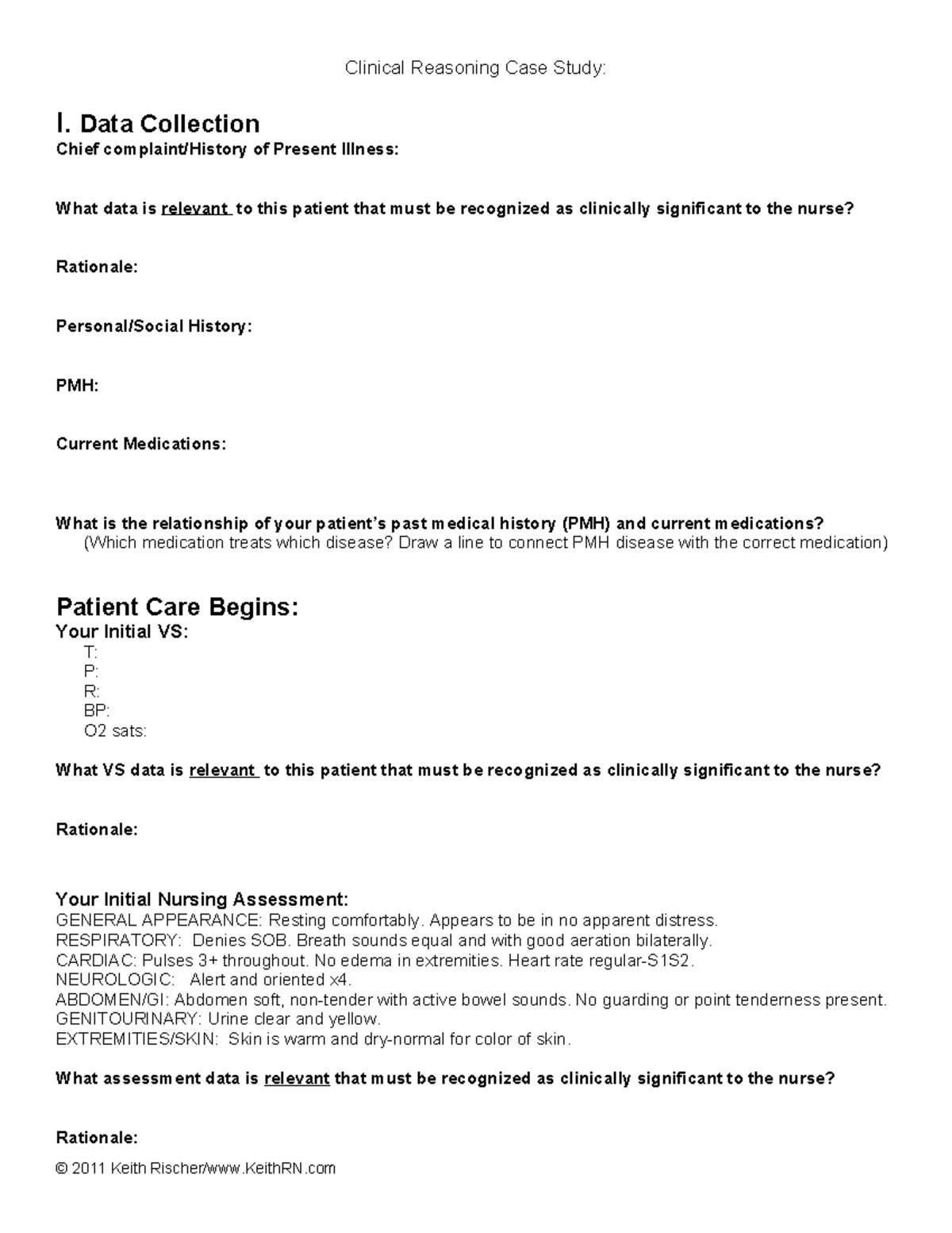 Clinical Reasoning Case Study I: Data Collection & Patient Assessment ...