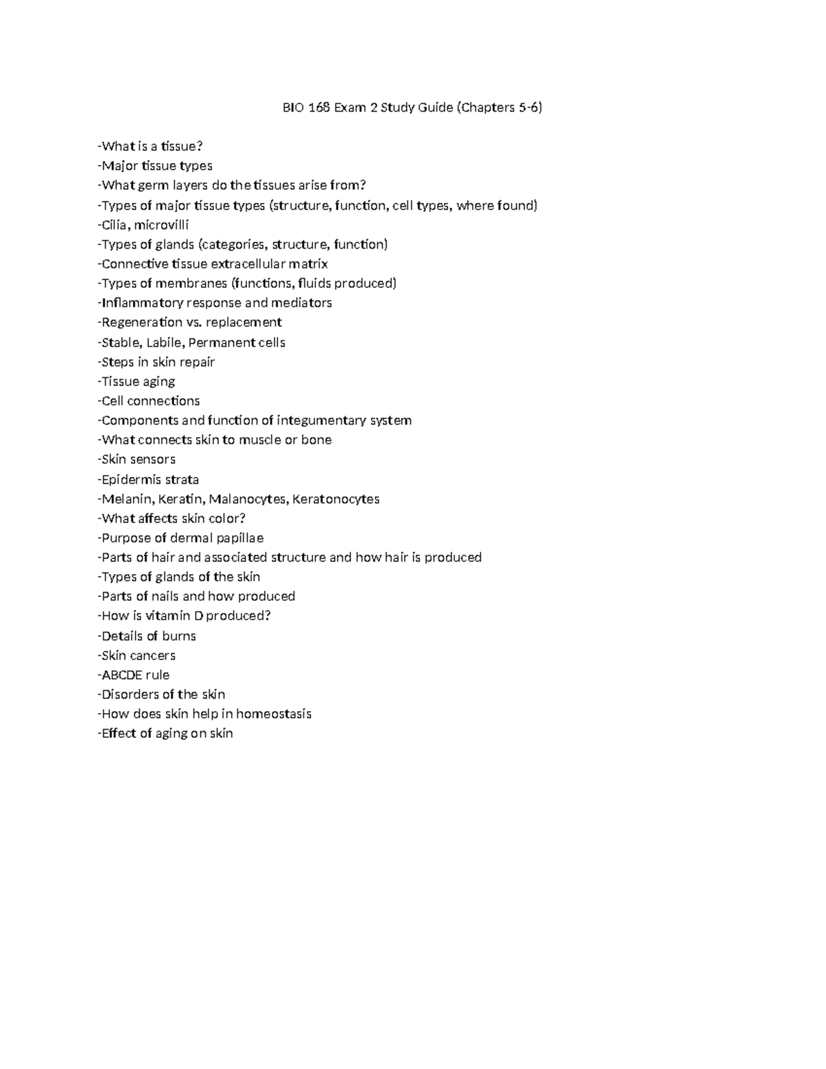 BIO 168 Exam 2 Study Guide: Key Concepts from Chapters 5-6 - BIO 168 ...