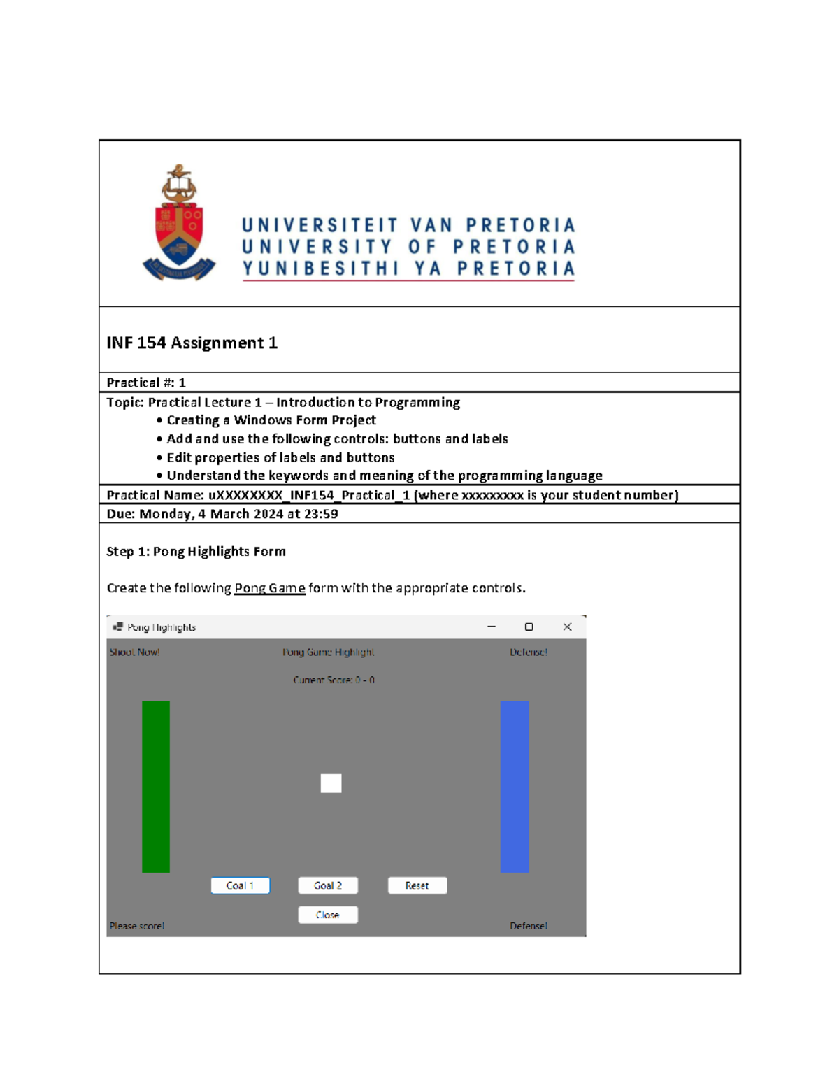 INF 154 Practical Assignment 1 Instructions plus Rubric 2024 (Amended Date) - INF 154 Assignment ...