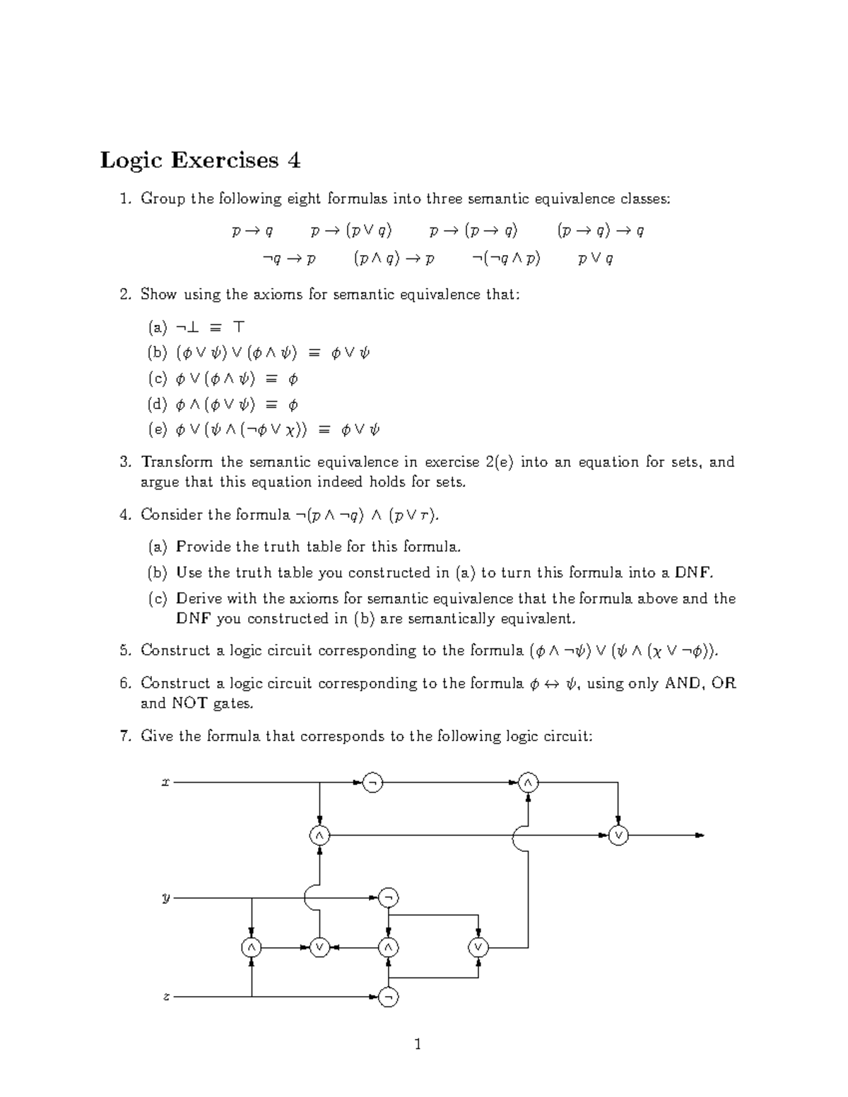 Exercises-logic 4 - logic answers 4 - Logic Exercises 4 Group the ...