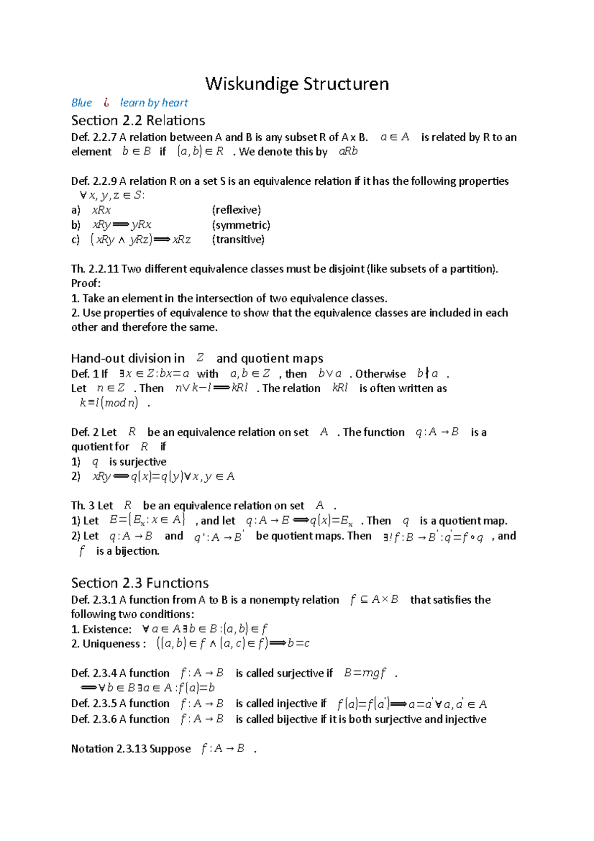 Analysis of Mathematical Proofs and Concepts - Math 101, Section 2-4 ...