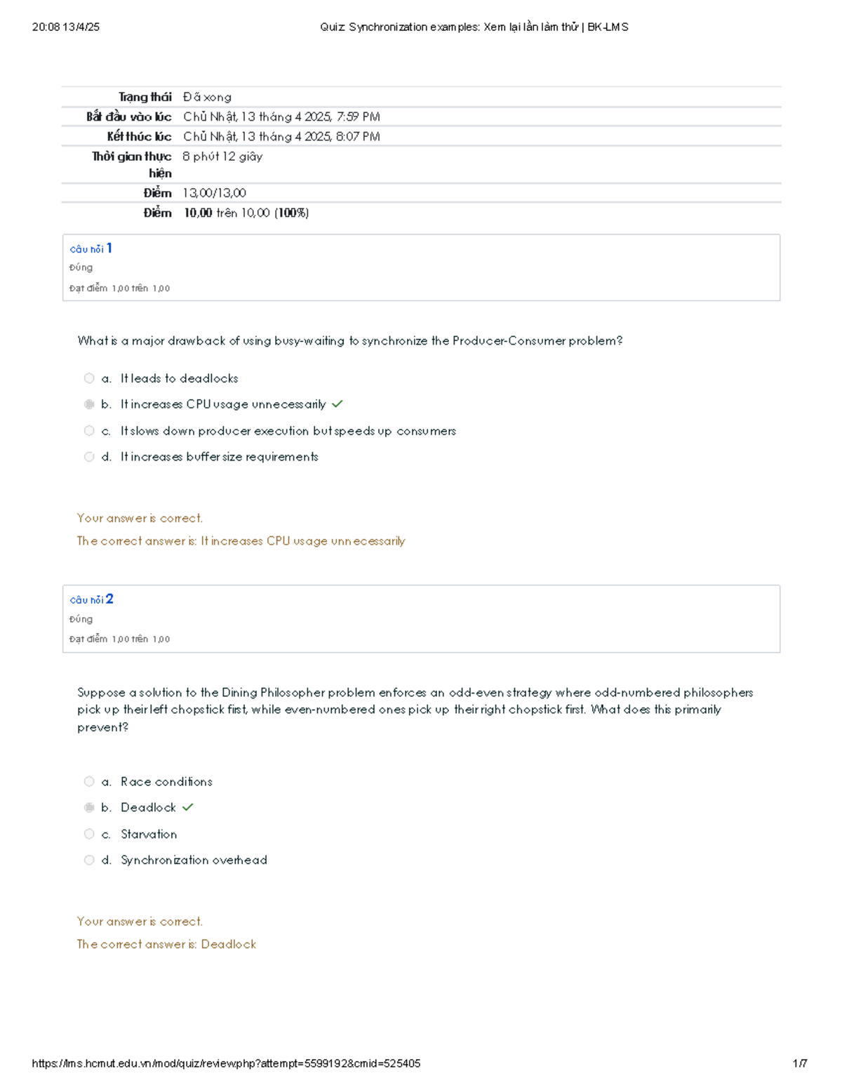 20:08 Quiz: Synchronization Examples Review BK-LMS - Studocu