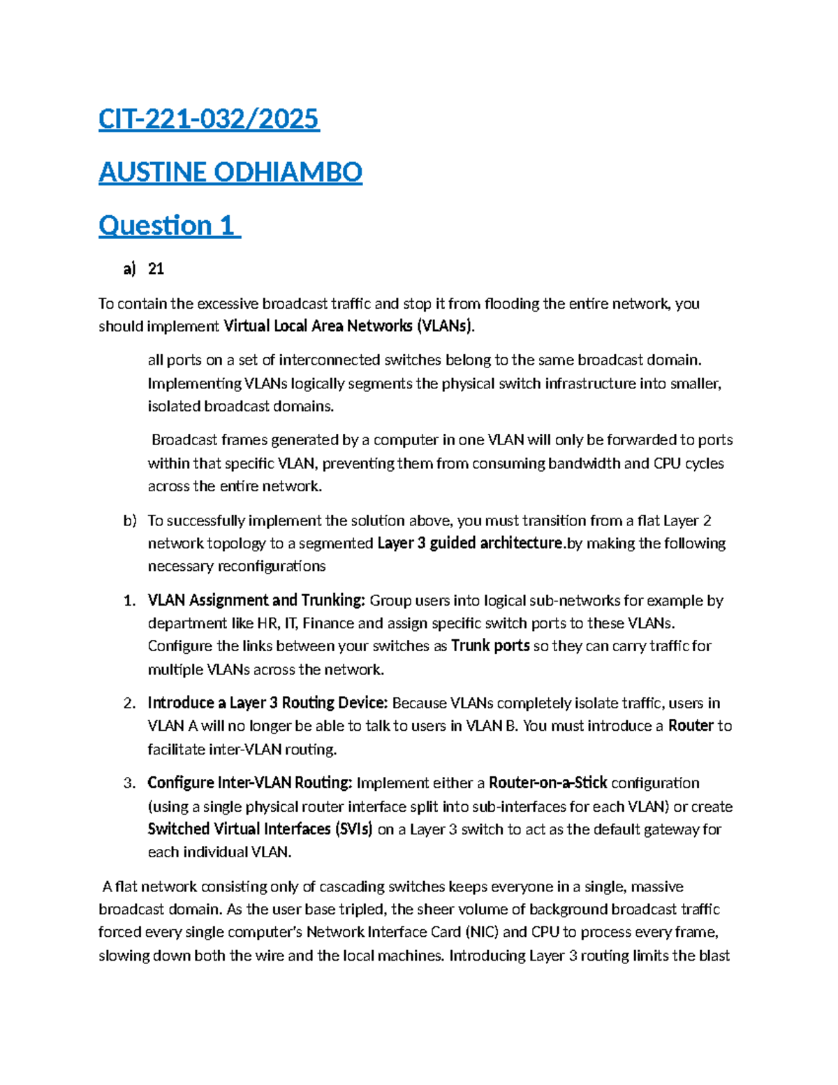 Austine Odhiambo COMP NET Assignment: VLANs, NAT, and WAN Design ...