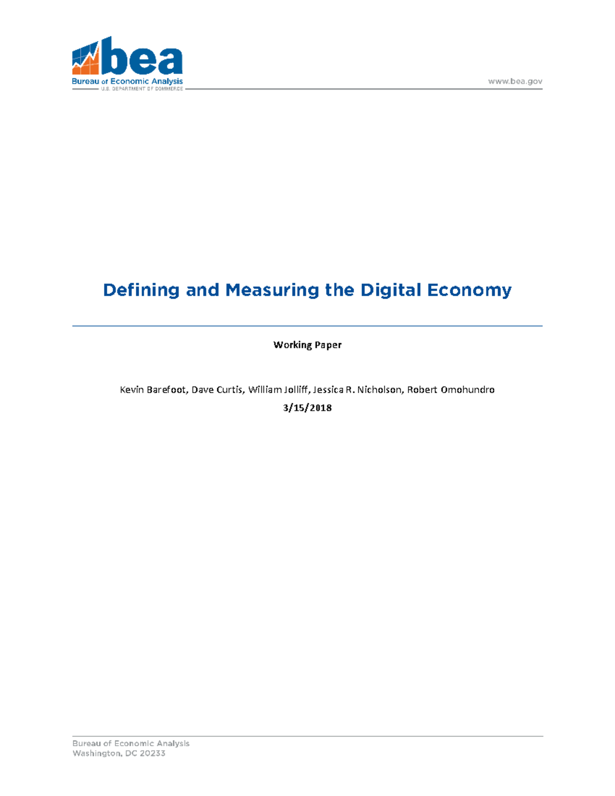 Measuring the Digital Economy: Definitions and Initial Estimates - Studocu