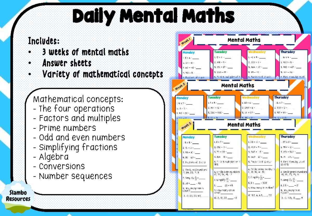 Daily Mental Maths Worksheets for Grades 4-6 (No Prep) - Studocu