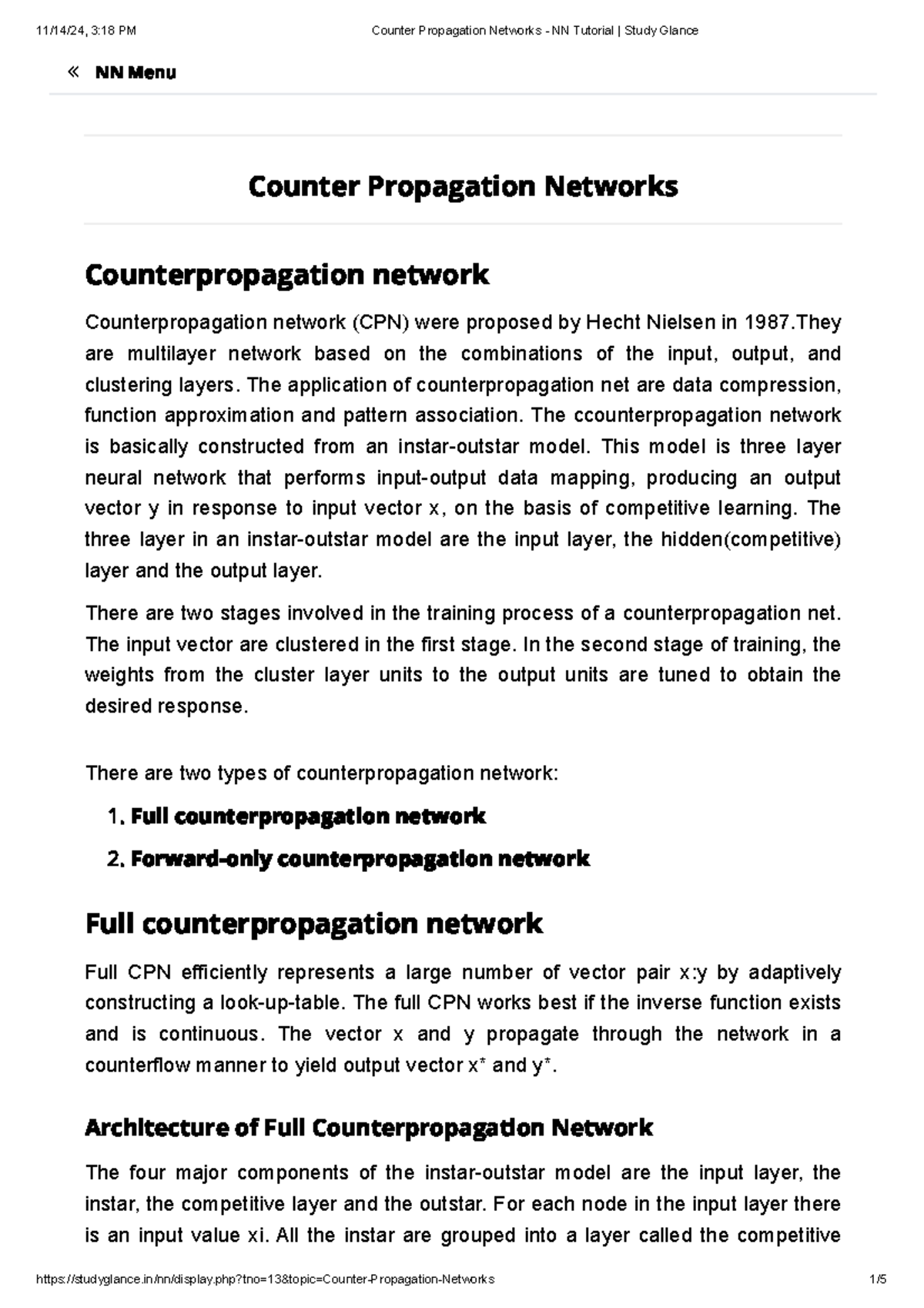 Counter Propagation Networks (CPN) - NN Tutorial Overview - Studocu