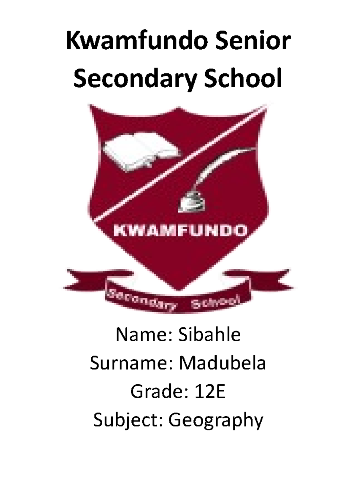 Kwamfundo Senior Secondary School - NU1 - Kwamfundo Senior Secondary ...