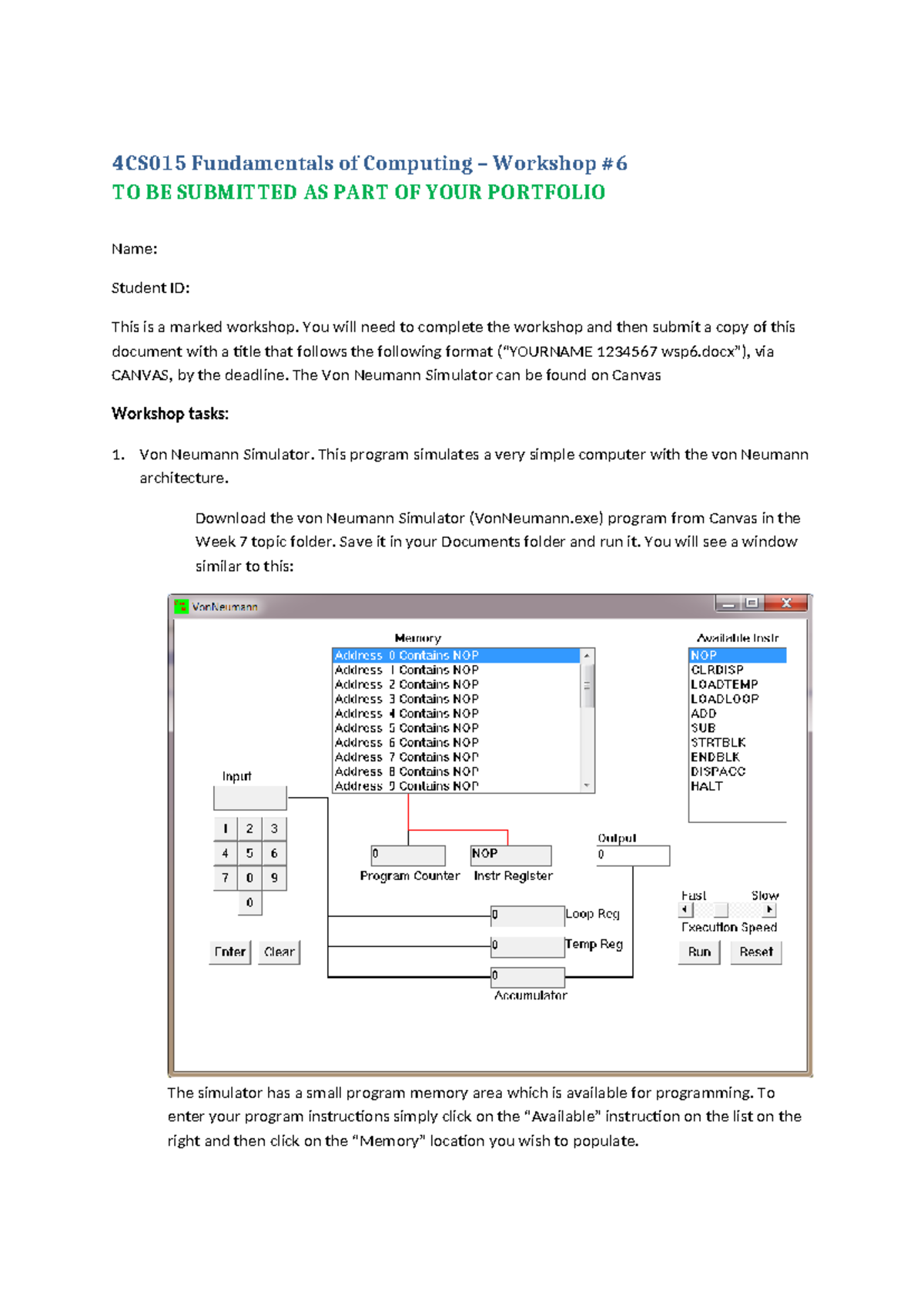 4CS015-Portfolio part-3 - 4CS015 Fundamentals of Computing – Workshop ...