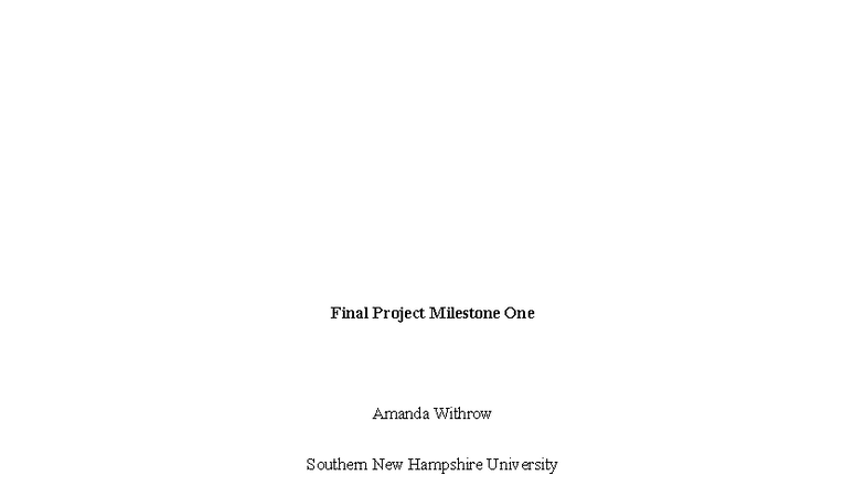Final Project Milestone One - CHE 320 Perspectives in Aging - Studocu