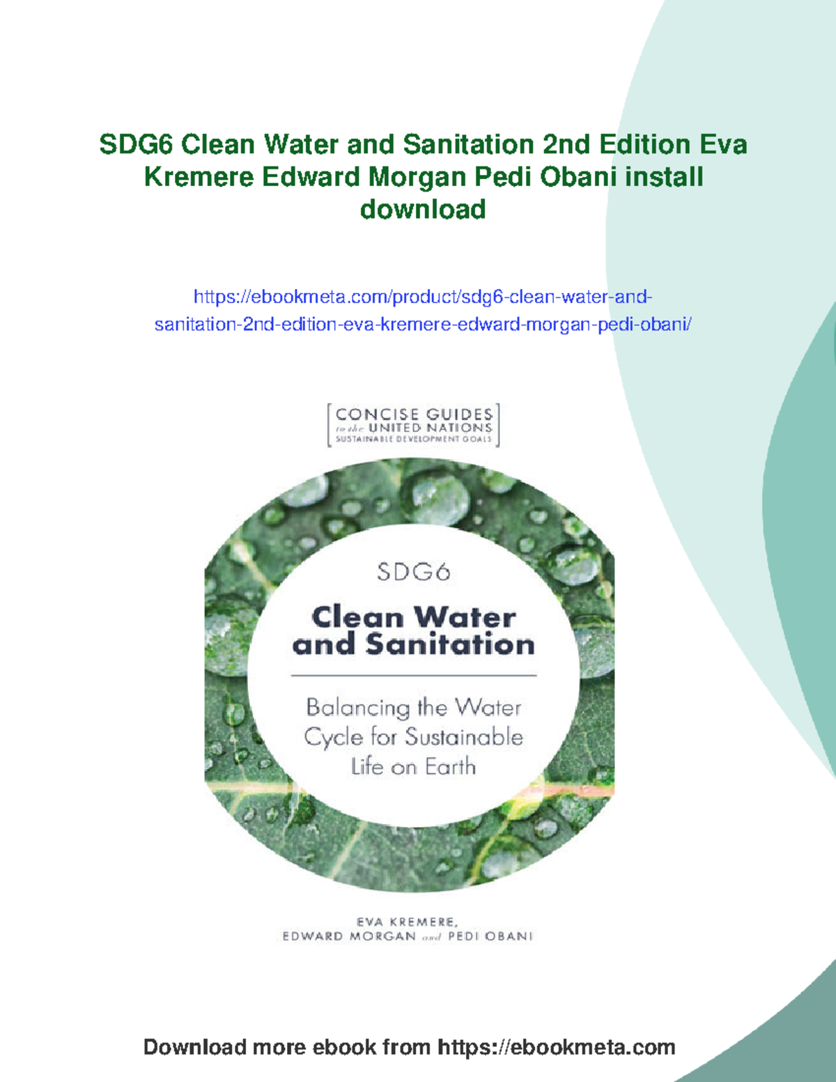 SDG6 Clean Water and Sanitation: Balancing Water Cycle for Sustainable ...