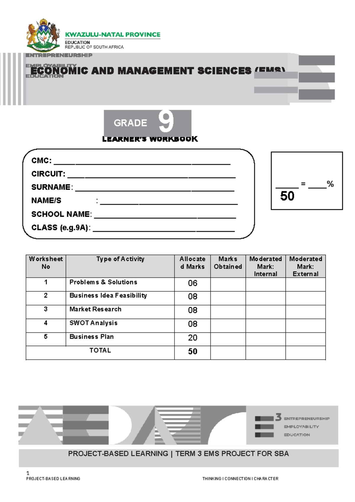2024 Final EMS Grade 9 Term 3 Project - Learner Workbook Guide - Studocu